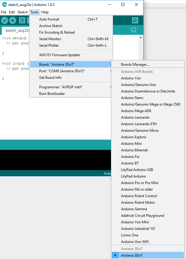 Getting Started With 3dot Initial Arduino Setup Arxterra